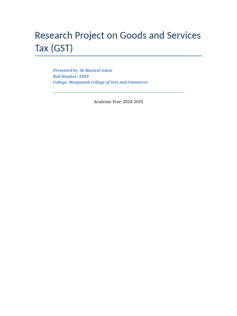 GST Research Project Overview | PDF | Taxes | Invoice
