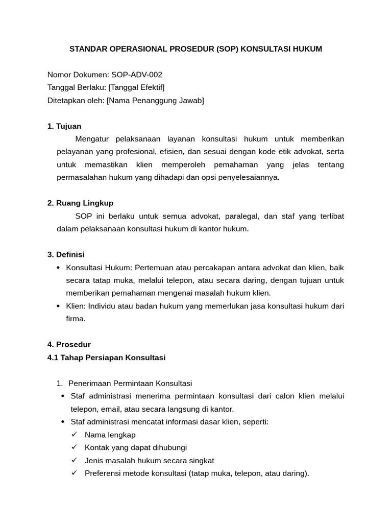 Sop Konsultasi Hukum | PDF