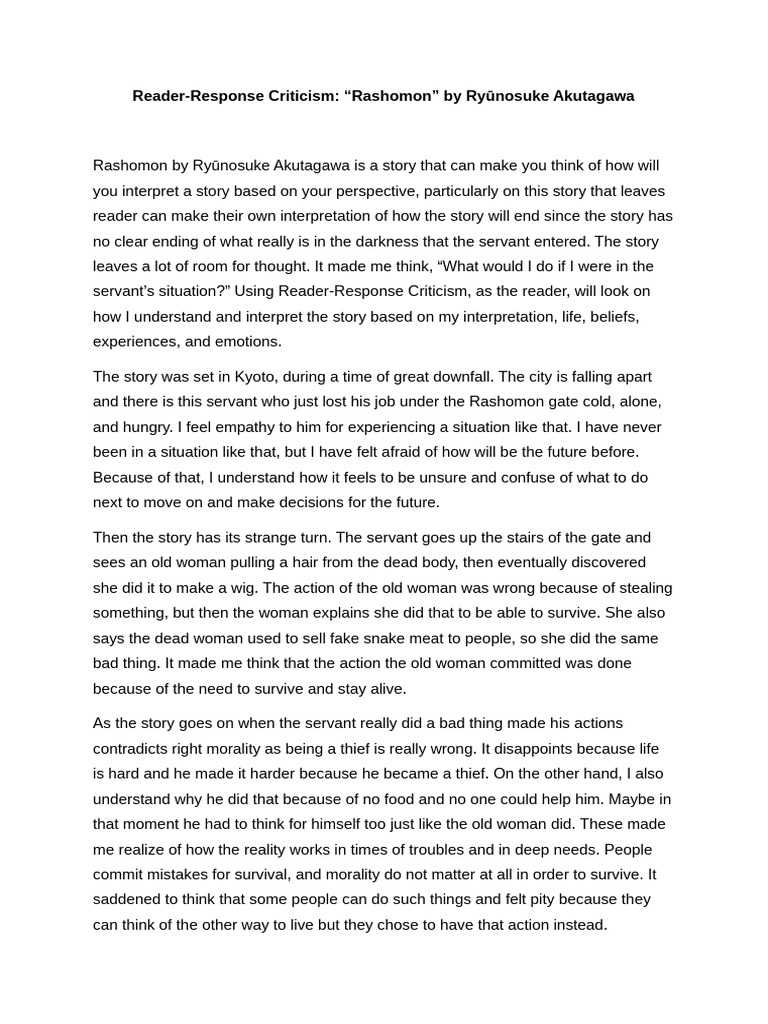 Rashomon by Ryūnosuke Akutagawa | PDF