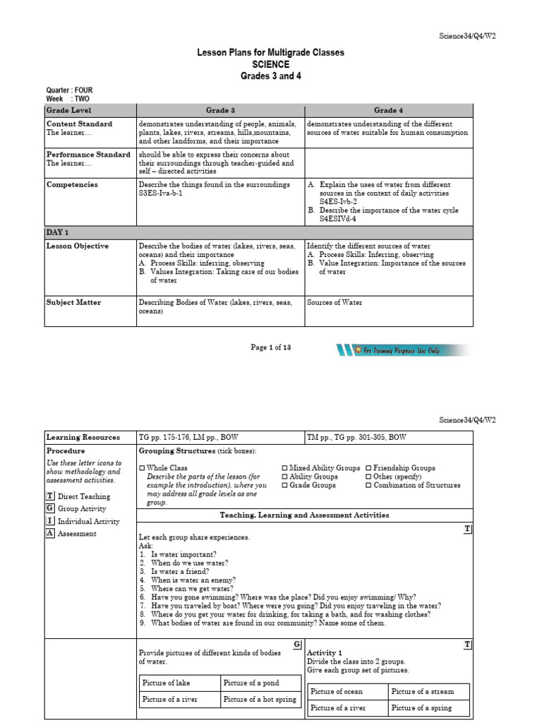 Lesson Plans for Grades 3-4 Science | PDF | Water | River