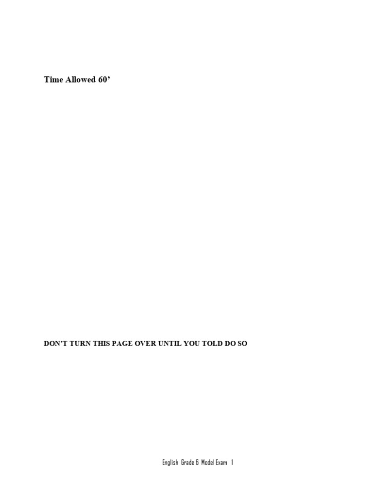 Grade 6 English Model Exam 2025 | PDF | Traffic | Transport