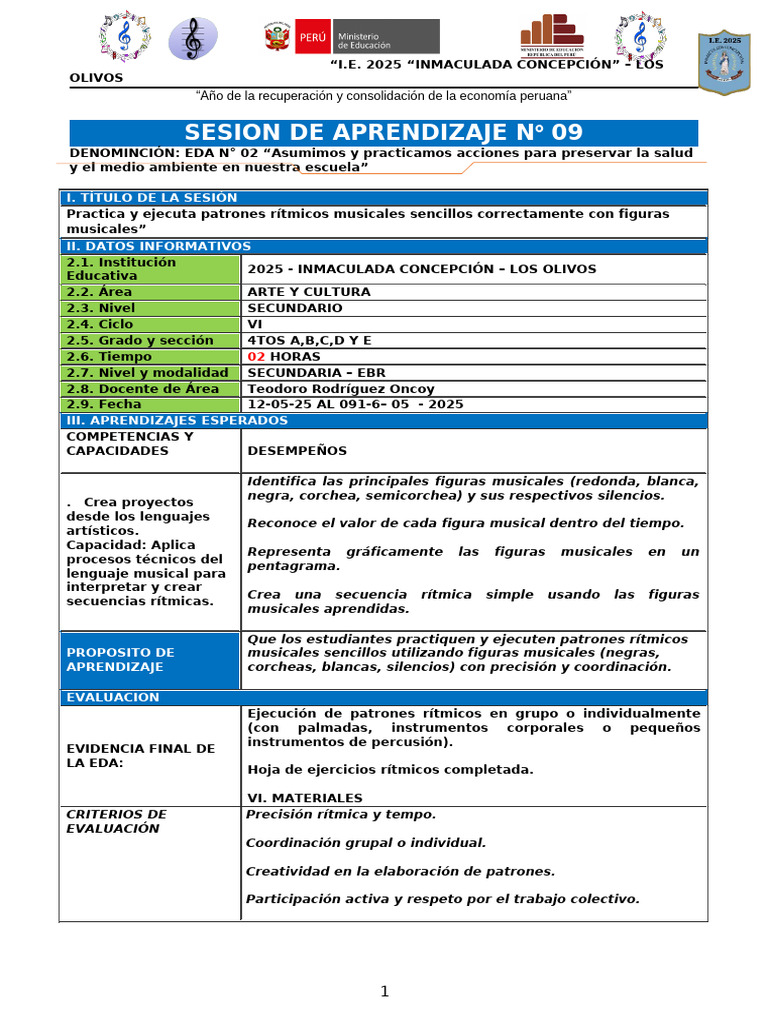 SESION 9 | PDF | Ritmo | Aprendizaje
