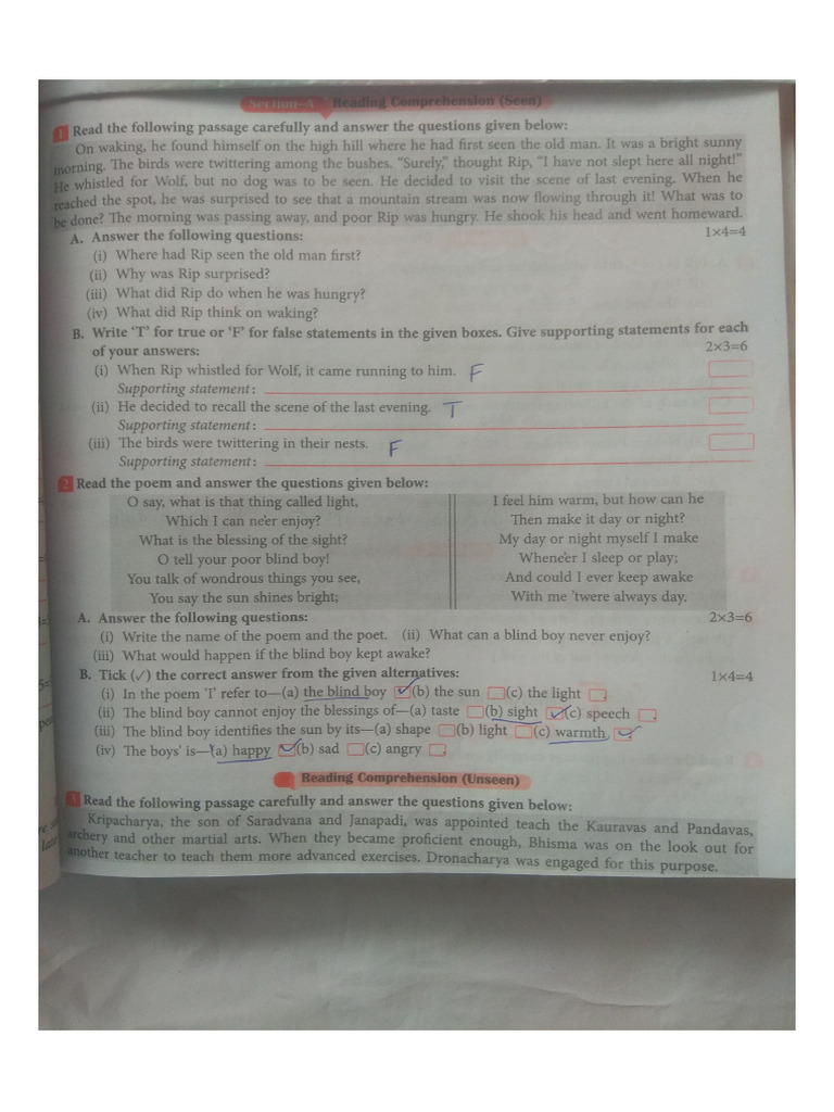 Class 6 English Question Paper Final Exam # 1 with Answer | PDF