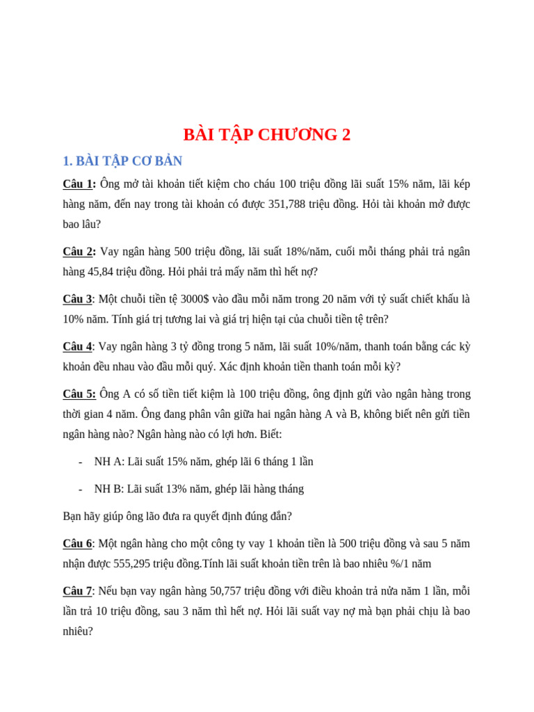 Bai Tap Chuong 2 | PDF