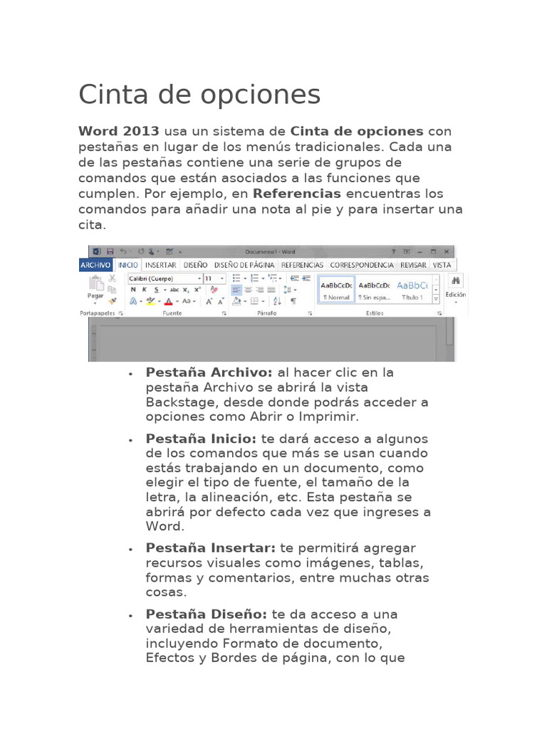 Cinta de opciones | PDF | Ventana (informática) | Microsoft Word