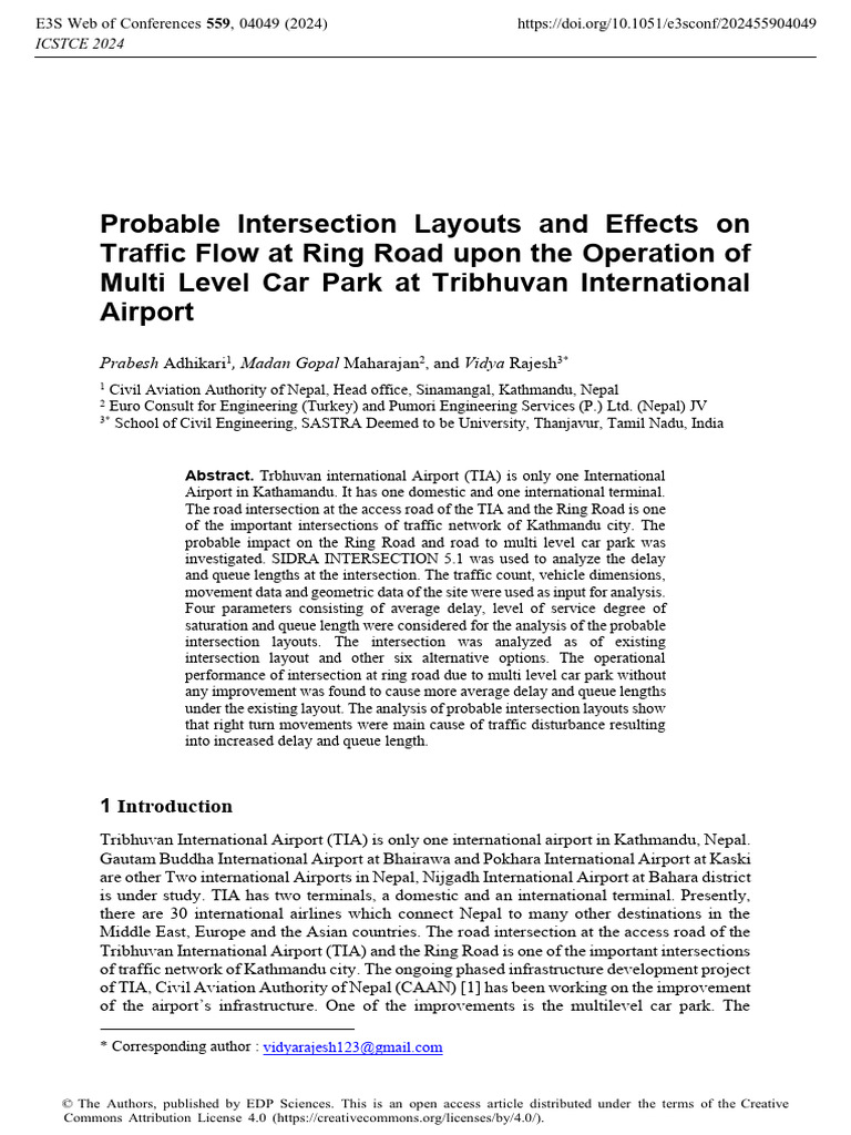 Intersection Layouts and Effects on | PDF | Traffic | Intersection (Road)