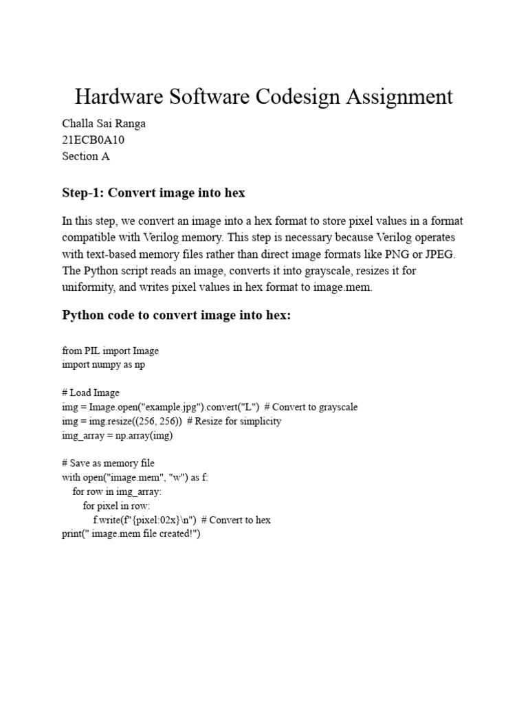 Hardware Software Codesign Assignment | PDF | Computer Engineering | Image Processing