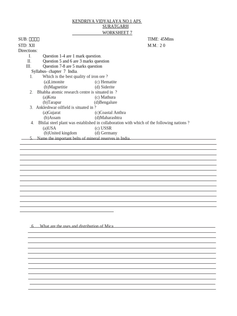 Worksheet Indian 7 | PDF