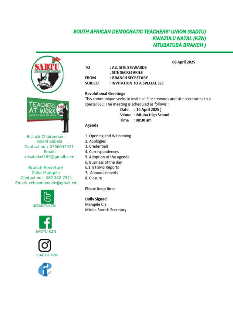 Invitation To A Special Ssc-1 | PDF