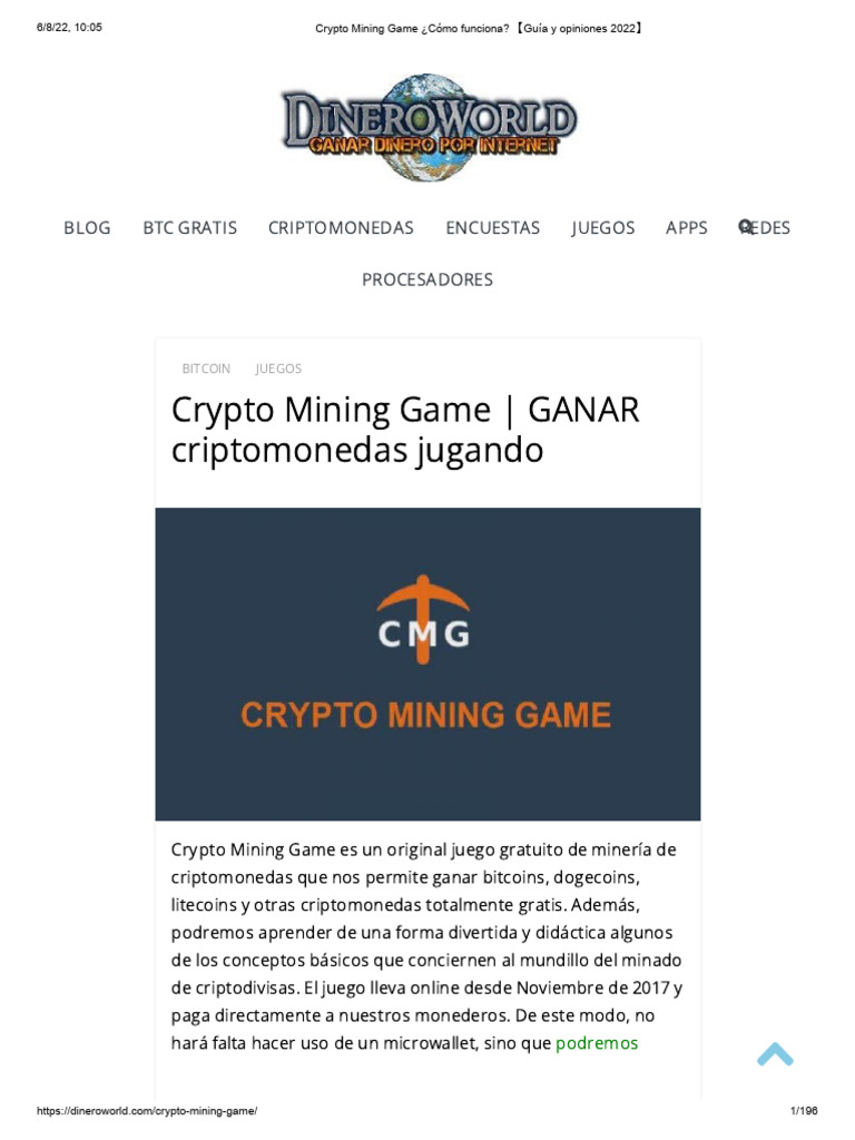 Crypto Mining Game ¿Cómo Funciona_ 【Guía y Opiniones 2022】 | PDF | Bitcoin | Computación distribuída