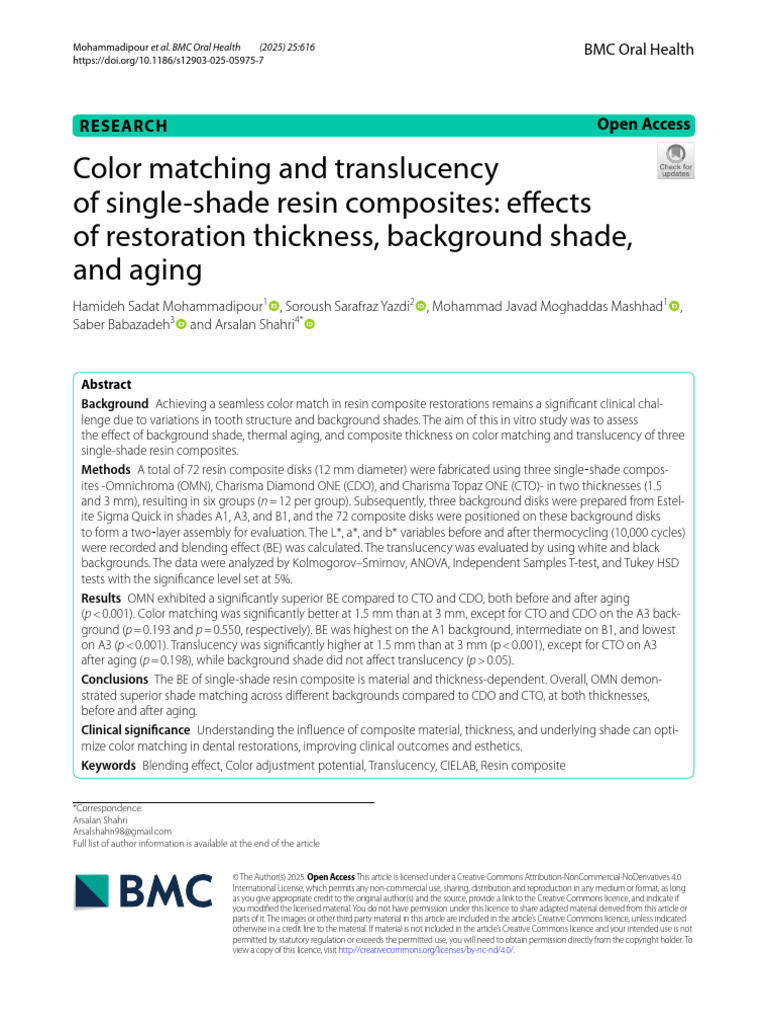 Color Matching and Translucency | PDF | Dental Composite | Color