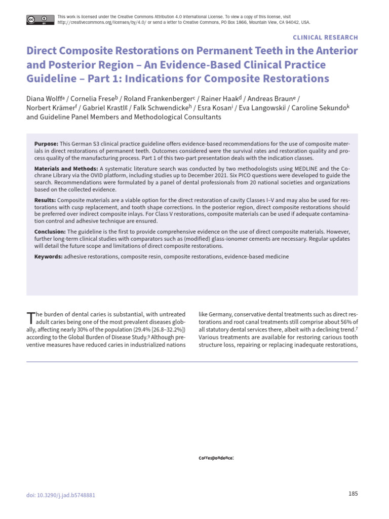 Guidelines for Direct Composite Restorations | PDF | Dentistry | Medicine