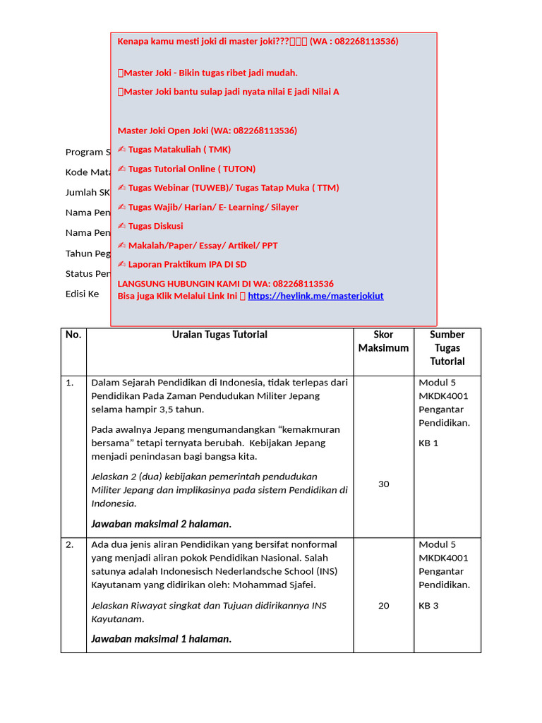 Tugas Tuton 2 - Tugas Tutorial 2-MKDK4001-Pengantar Pendidikan | PDF