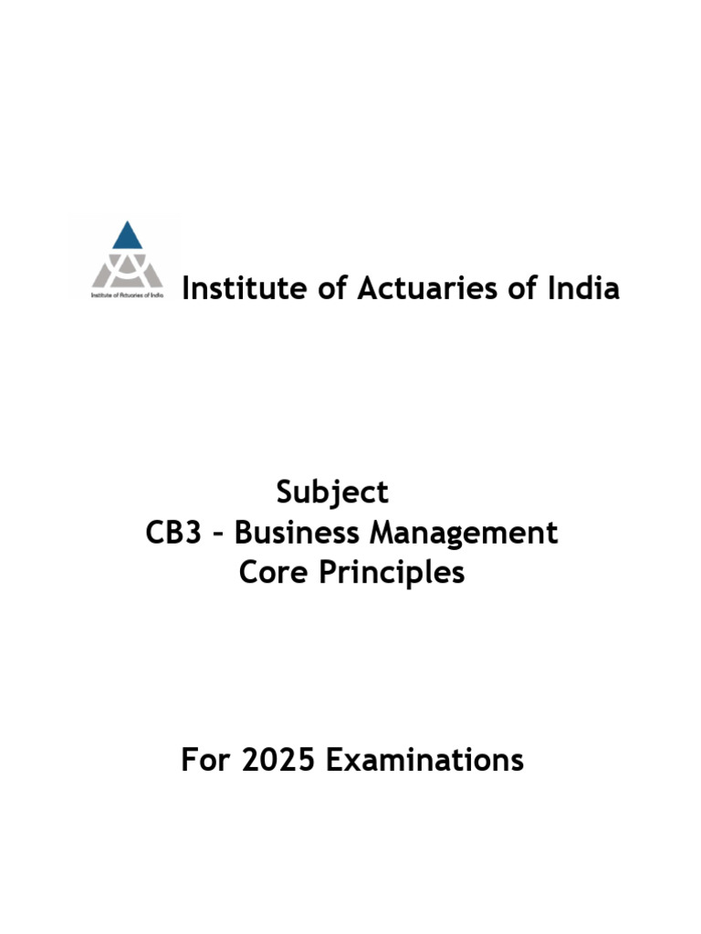 CB3 Business Management Syllabus 2025 | PDF | Actuary | Knowledge