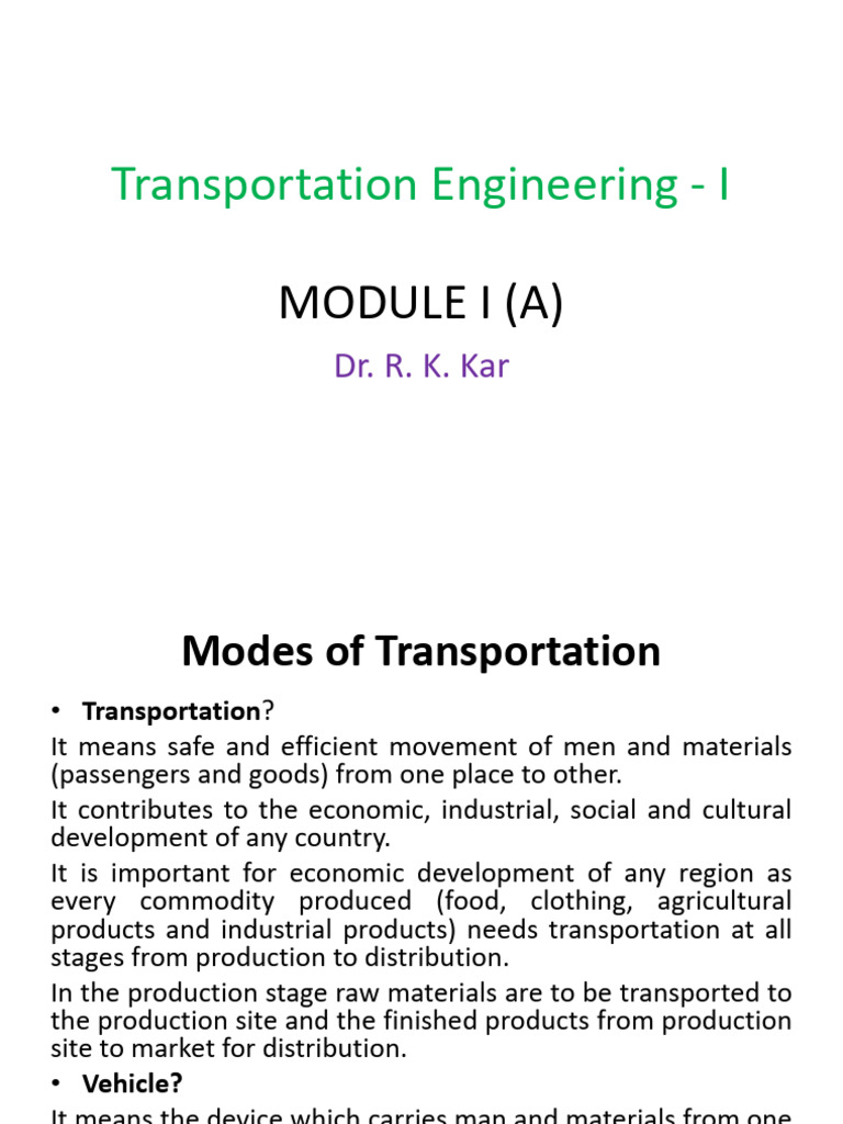 Transportation Engg Notes | PDF | Transport | Surveying