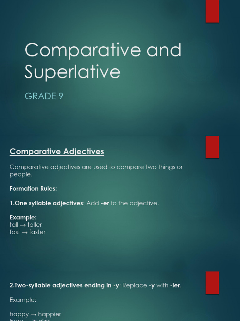 Comparative and Superlative Adjectives Guide | PDF