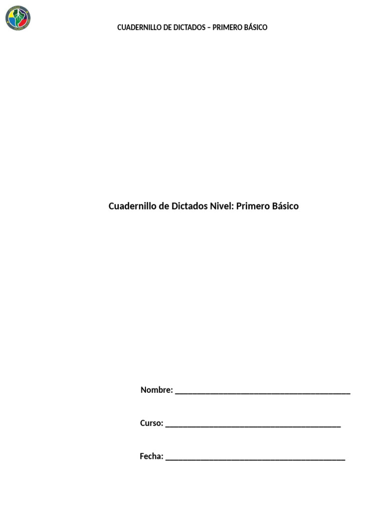 Cuadernillo de Dictados Primero Básico | PDF