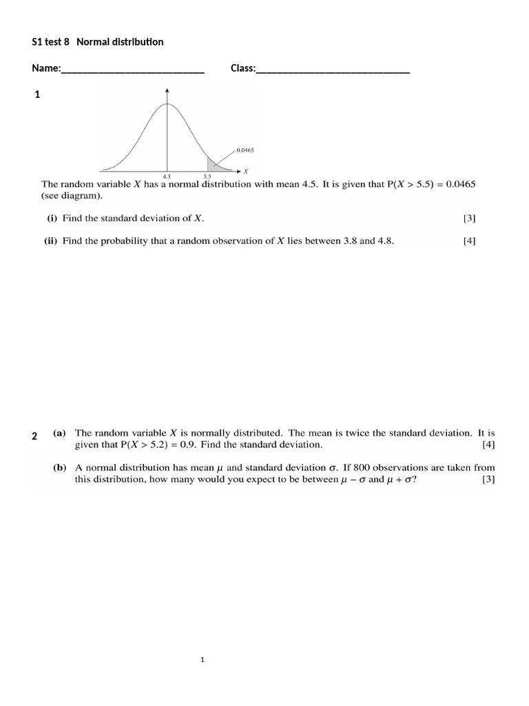 8. Normal Distribution quiz | PDF