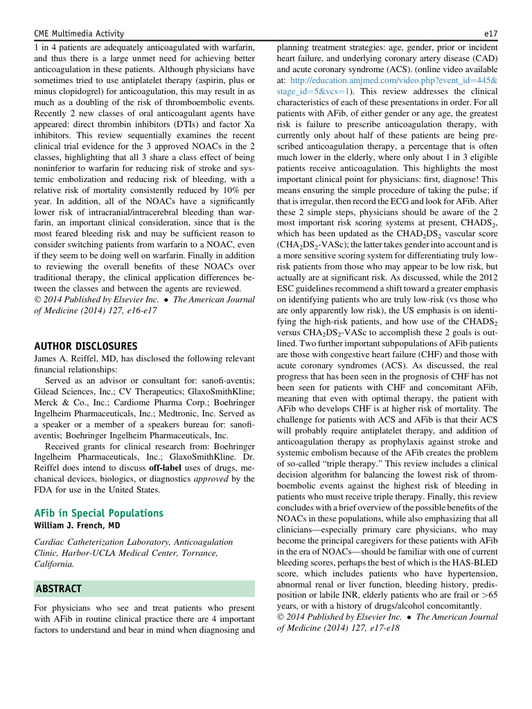 AFib in Special Populations Ajm | PDF | Cardiology | Health Care