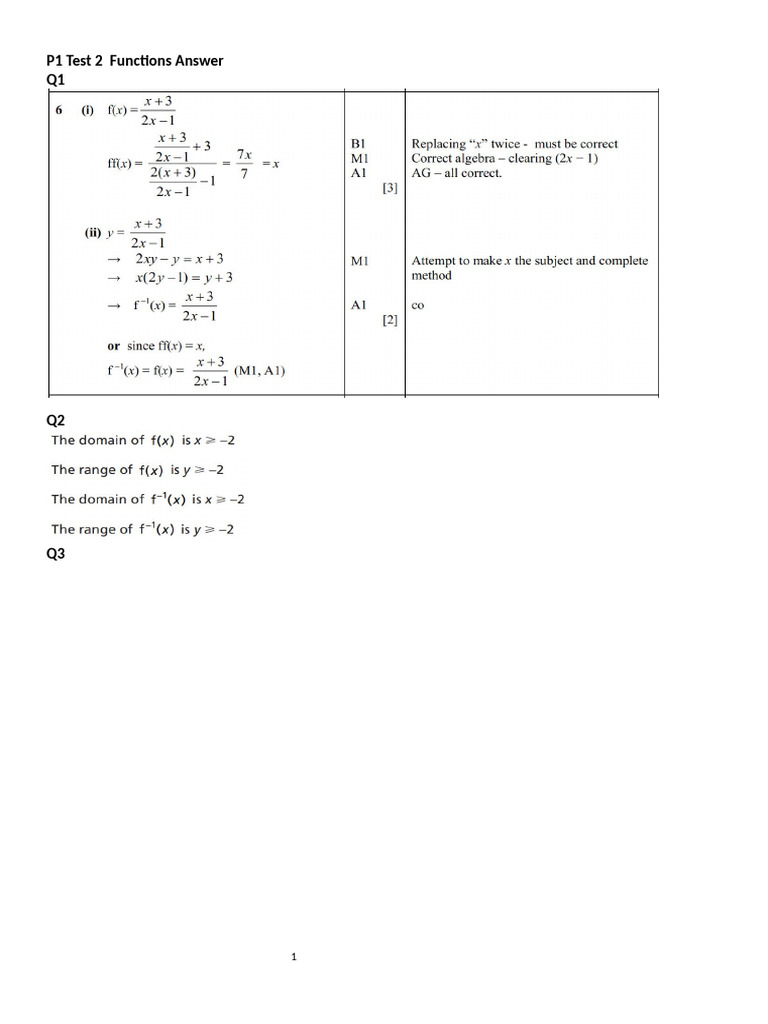 Function Quiz Answer | PDF