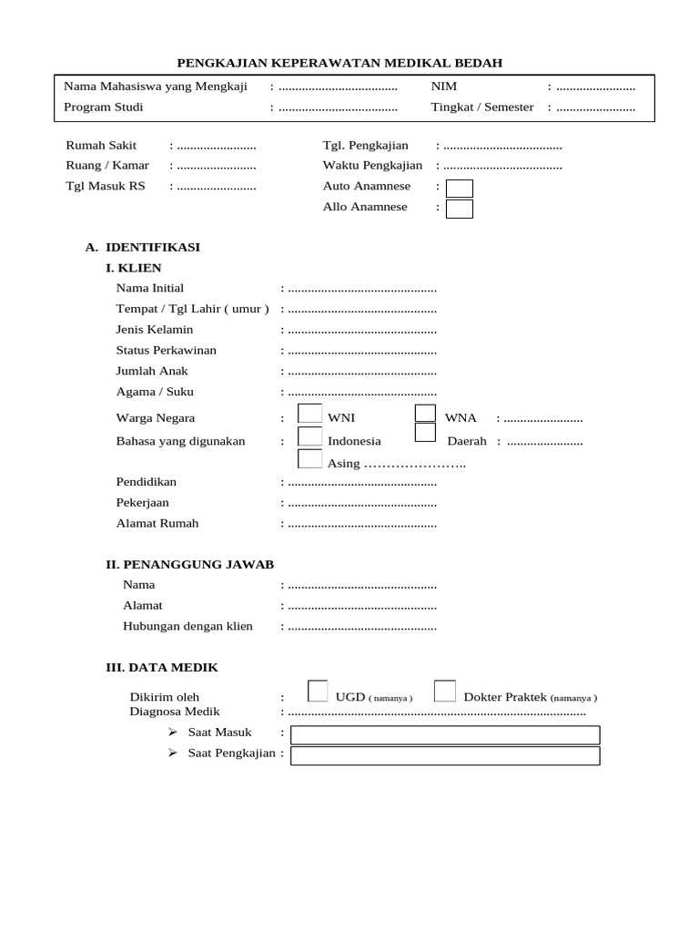 Format Pengkajian KMB | PDF
