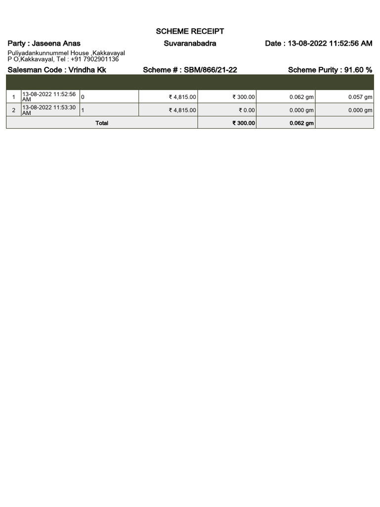 Scheme Receipt SCR330122-23 | PDF