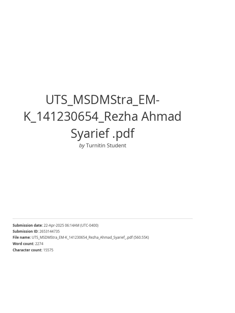 hasil-plagiarisme-UTS - MSDMStra - EM-K - 141230654 - Rezha Ahmad Syarief | PDF | Computing ...