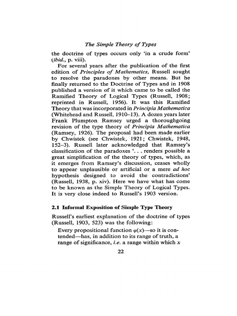 Simple Theory of Logical Types Explained | PDF | Epistemology | Logic