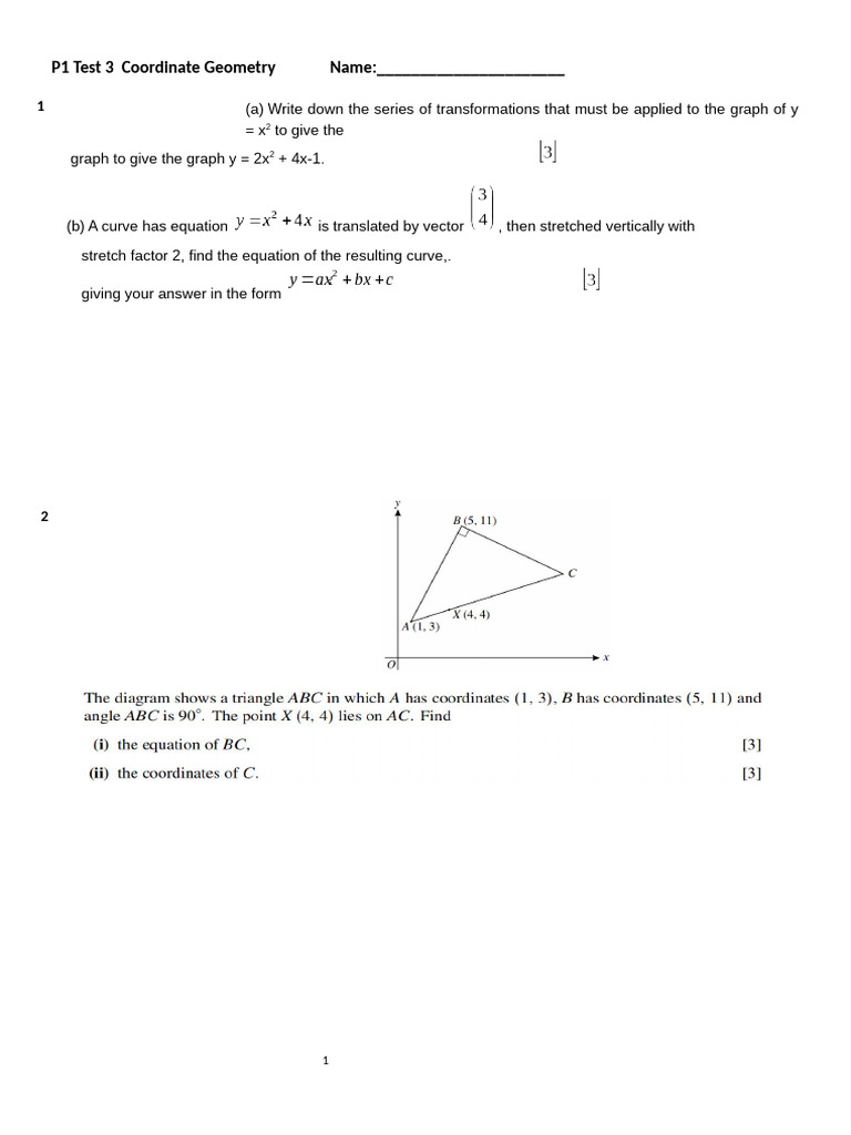 Coordinate Geometry Quiz | PDF