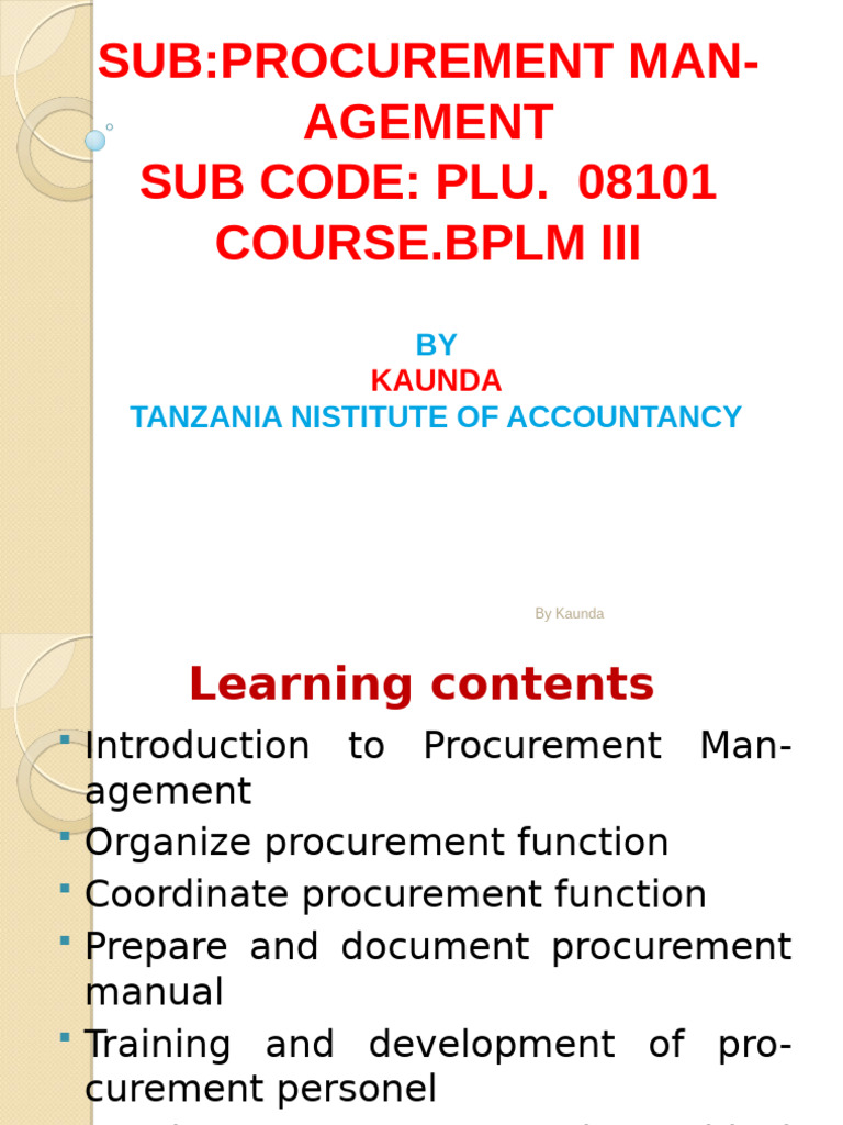 Procurement Management | PDF | Procurement | Supply Chain