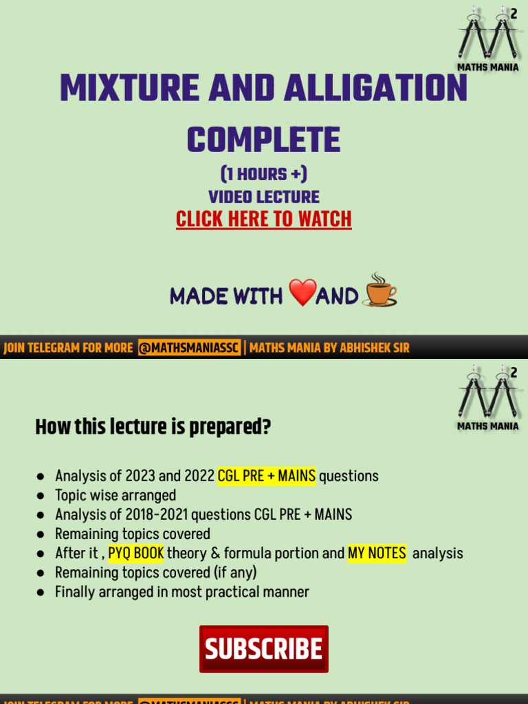 Mixture Alligation | PDF