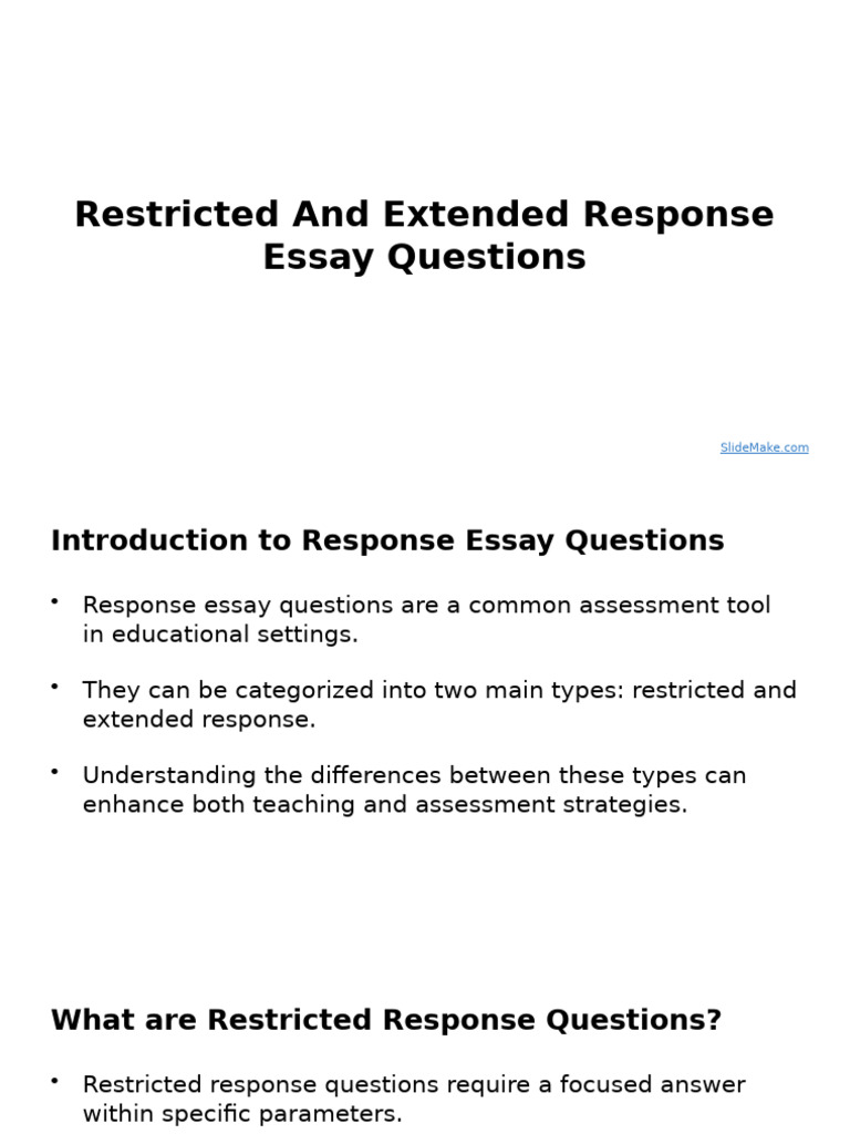 Restricted and Extended Response Essay Questions | PDF