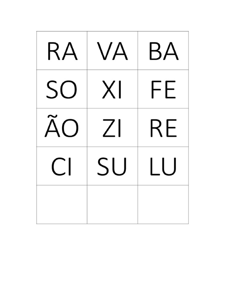Bingo de Silabas Imprimir | PDF