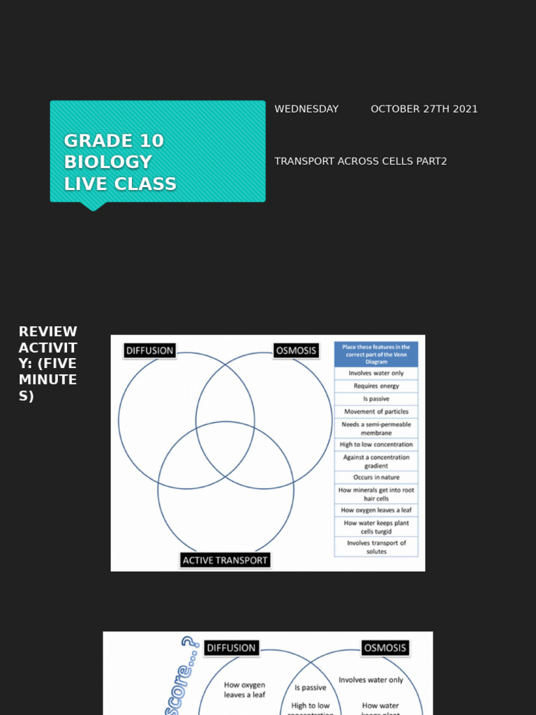CSEC BIOLOGY LESSON On Diffussion&osmosis | PDF | Osmosis | Cell Biology