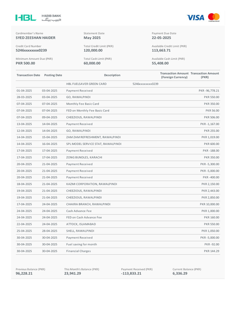 CreditCard Statement 13-05-2025T11 47 16 | PDF | Credit Card | Payments