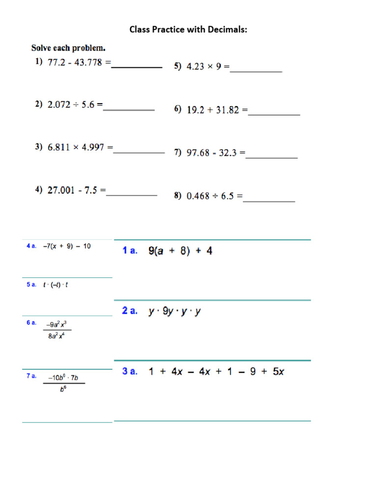 Review Decimals and Expressions | PDF