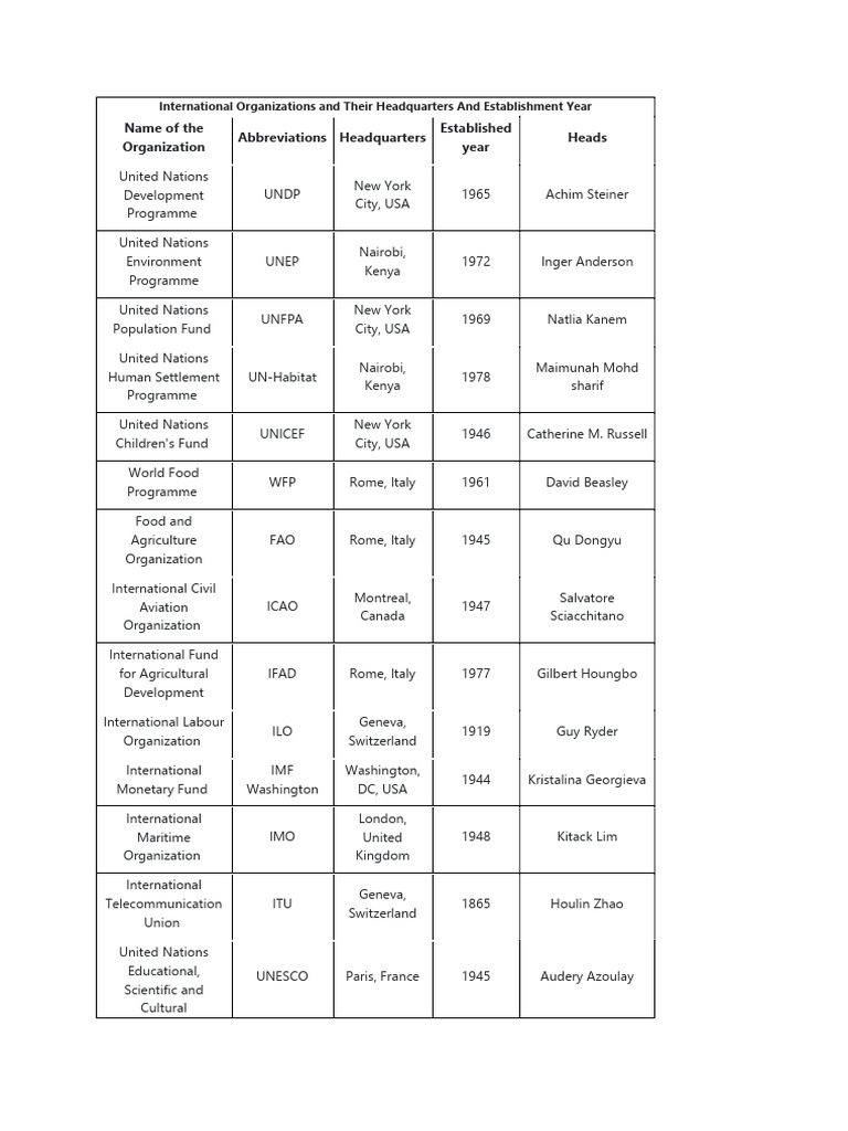 International Organizations Overview | PDF | United Nations ...