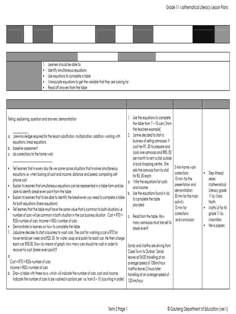 MathsLit Grade 11 Term 2 | PDF | Volume | Length