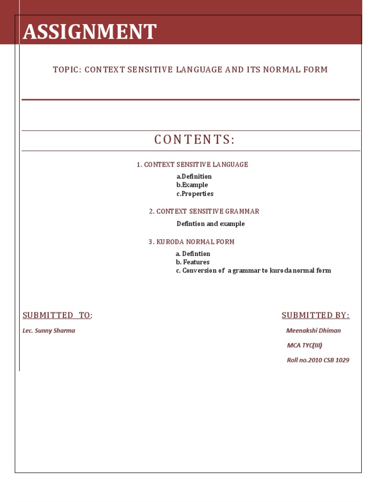 Context Sensitive Language & Its Normal Form | PDF | Formalism (Deductive) | Theoretical ...
