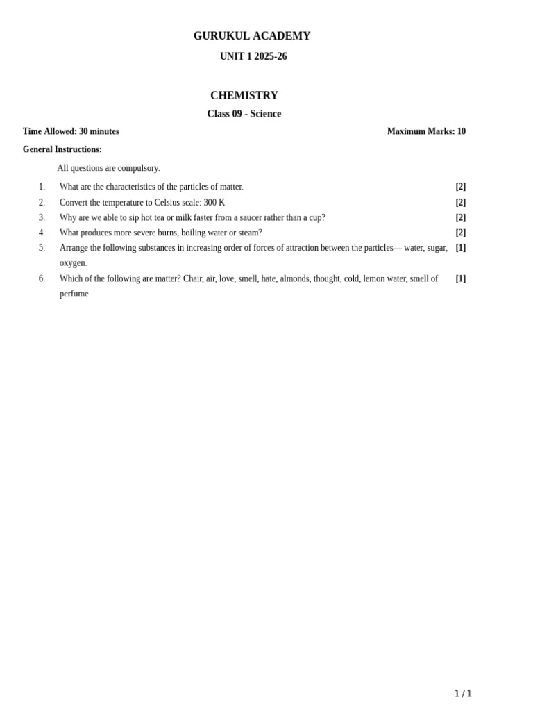 Class 9 Chemistry Syllabus 2025-26 | PDF