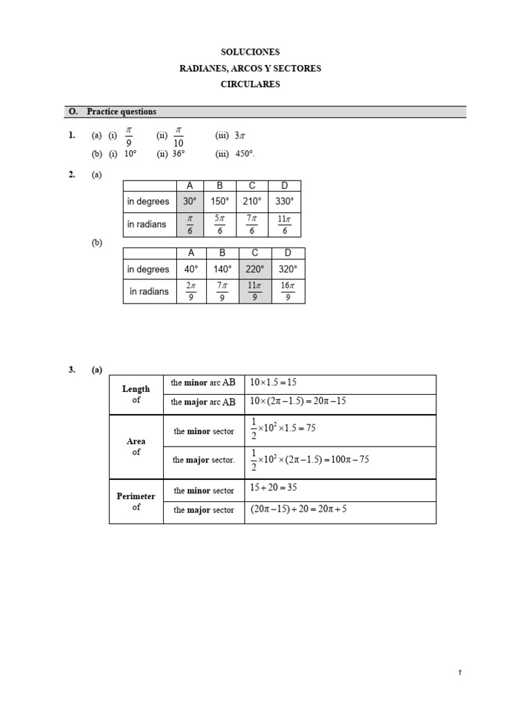Radians, Arcs, and Circular Sectors Guide | PDF | Area | Triangle Geometry