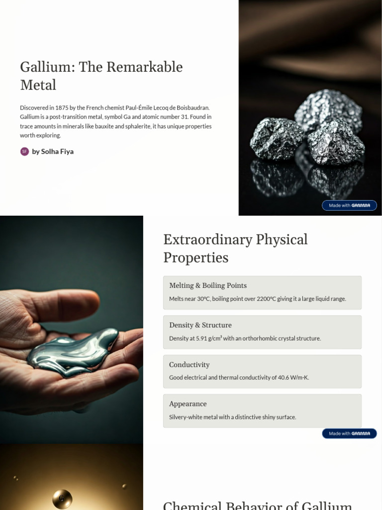 Gallium: Properties and Applications | PDF | Atoms | Chemical Elements