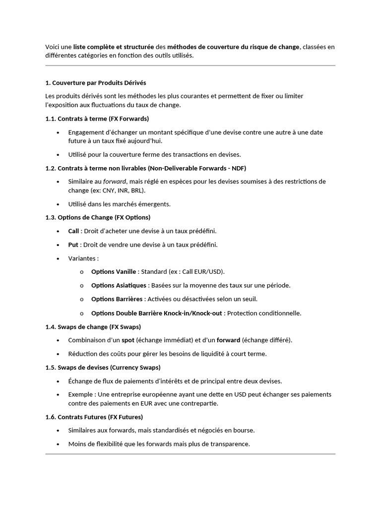 Stratégies de Couverture du Risque de Change | PDF | Option (Finance ...