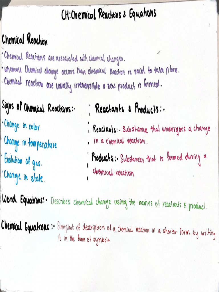 CHChemical Reactions & Equations | PDF