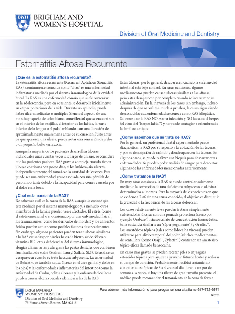 estomatitis-aftosa-recurrente-bwh | PDF | Especialidades Medicas | Medicina