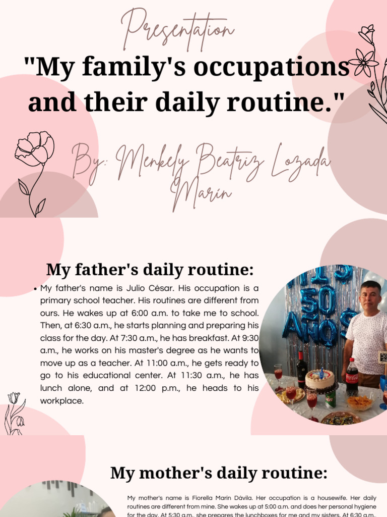 Daily routine of my family | PDF