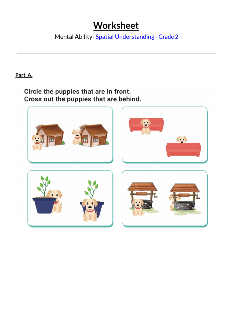 Worksheet MAT 1 G2 - Spatial Understanding | PDF