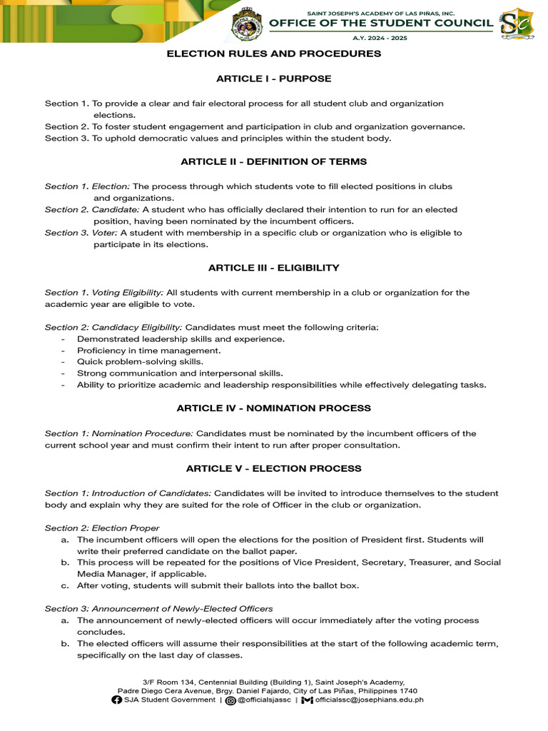 Election Rules and Procedures | PDF | Elections | Voting