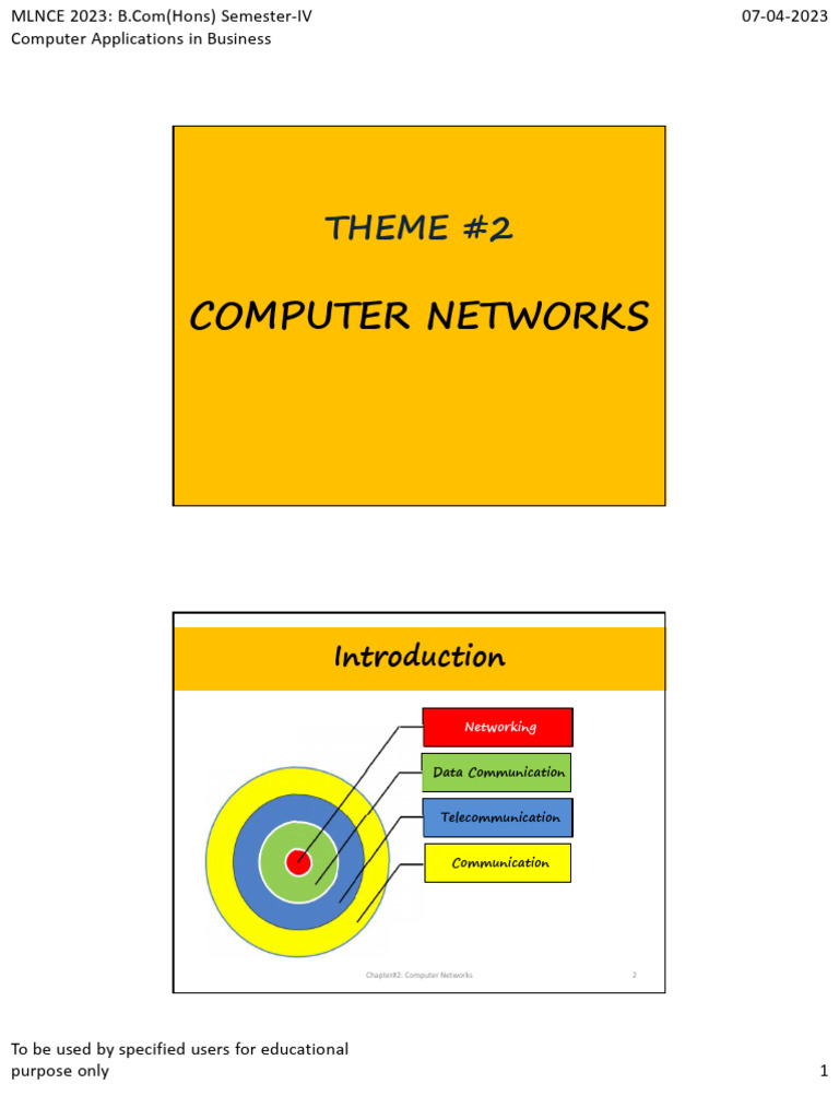 BCH23 2 Computer Networks | PDF | Computer Network | Transmission Medium