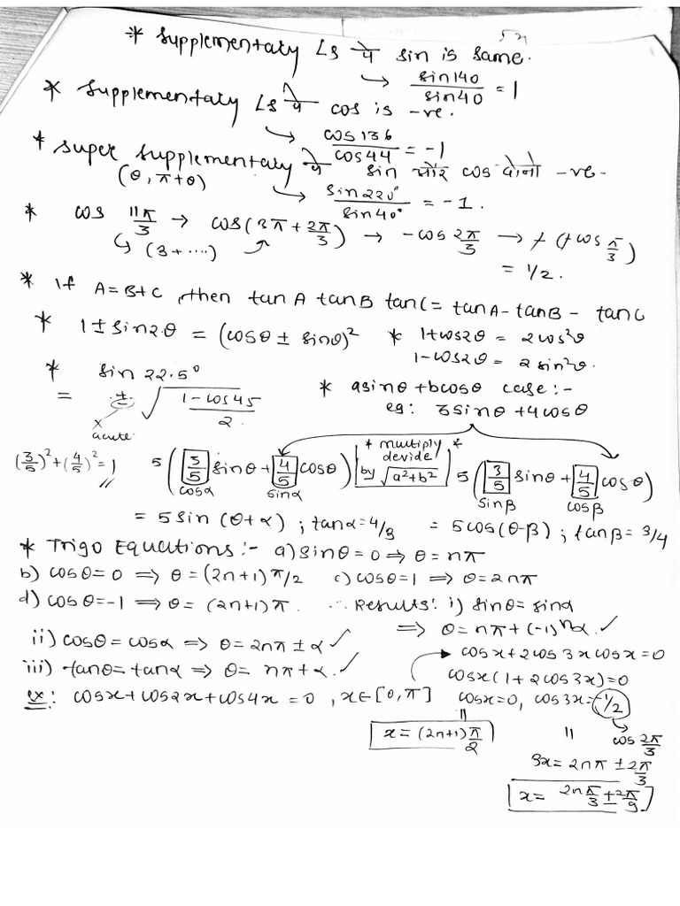 Trigonometry Imp Note | PDF